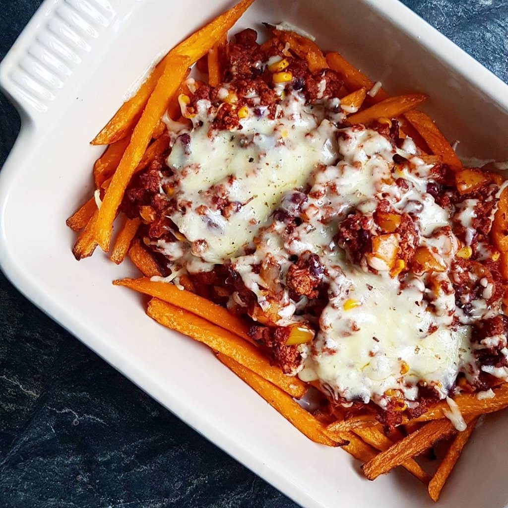 Veggie Chilli-Loaded Sweet Potato Fries – Indulging Innocently Recipes ...