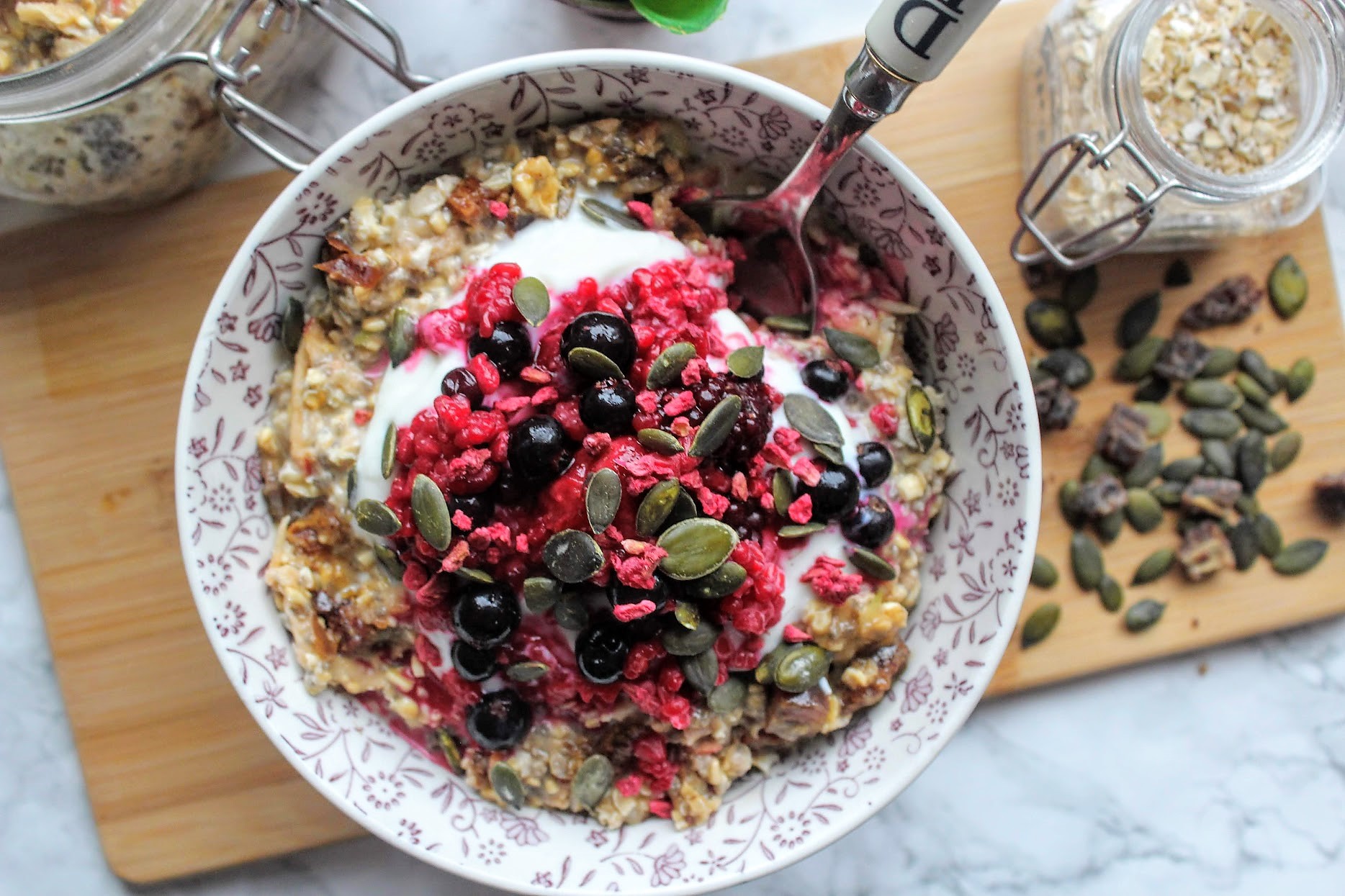 Fruity Bircher Breakfast Bowl – Indulging Innocently Recipes by @SpamellaB