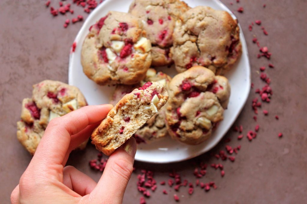 Raspberry & White Chocolate Cookies – Indulging Innocently Recipes by ...
