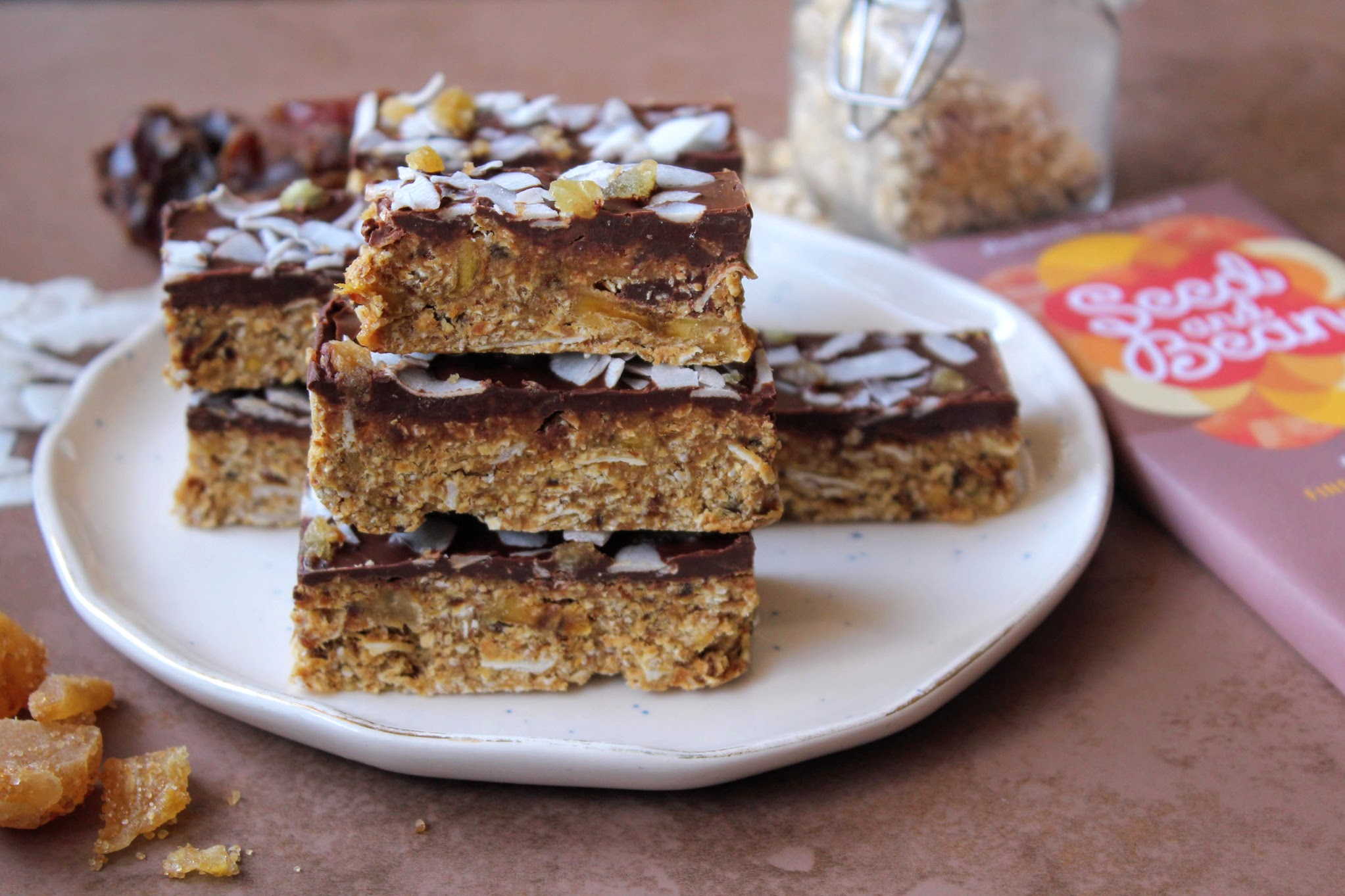 Tropical Date & Ginger Bars – Indulging Innocently Recipes by @SpamellaB