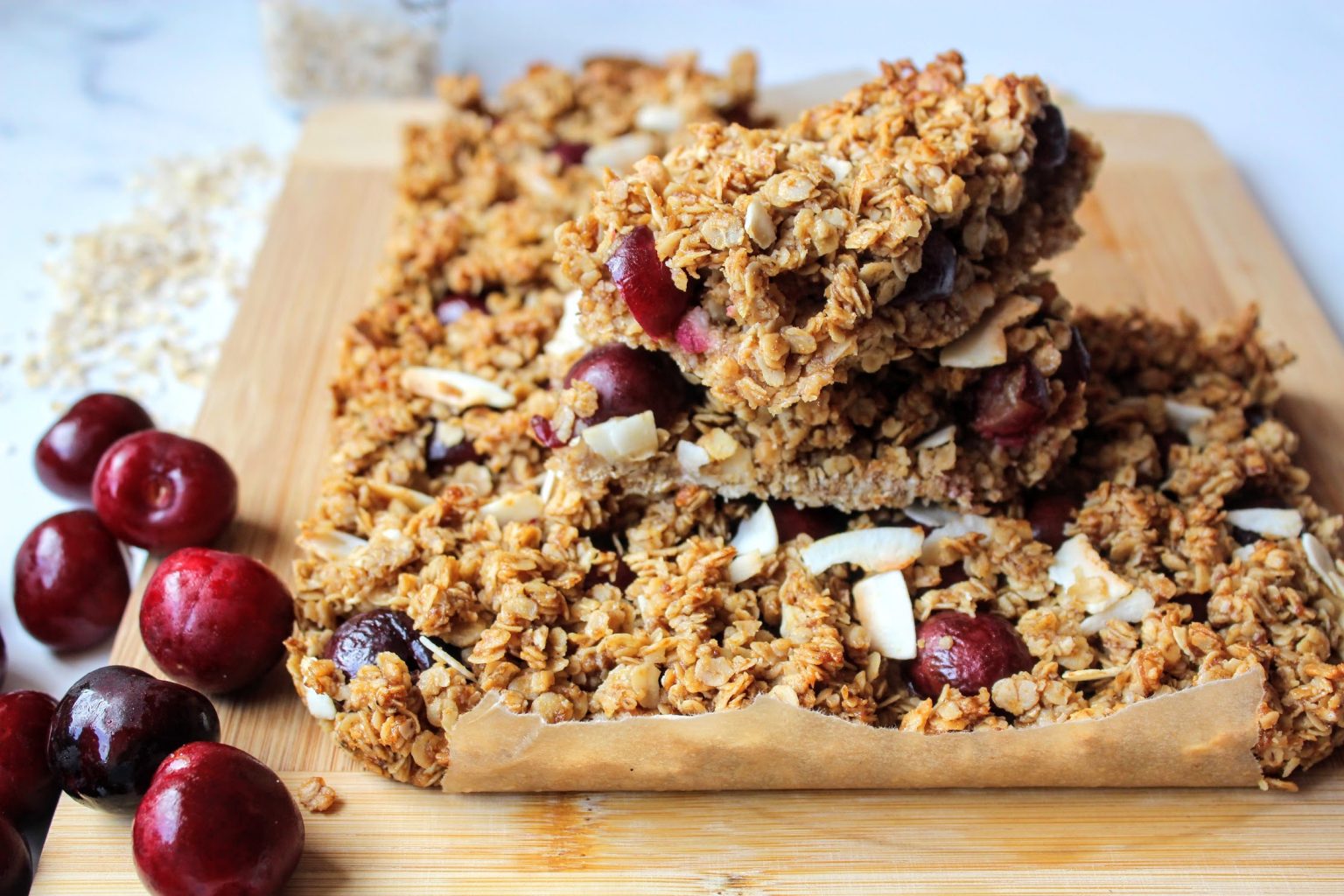 Cherry Coconut Flapjacks – Indulging Innocently Recipes by @SpamellaB