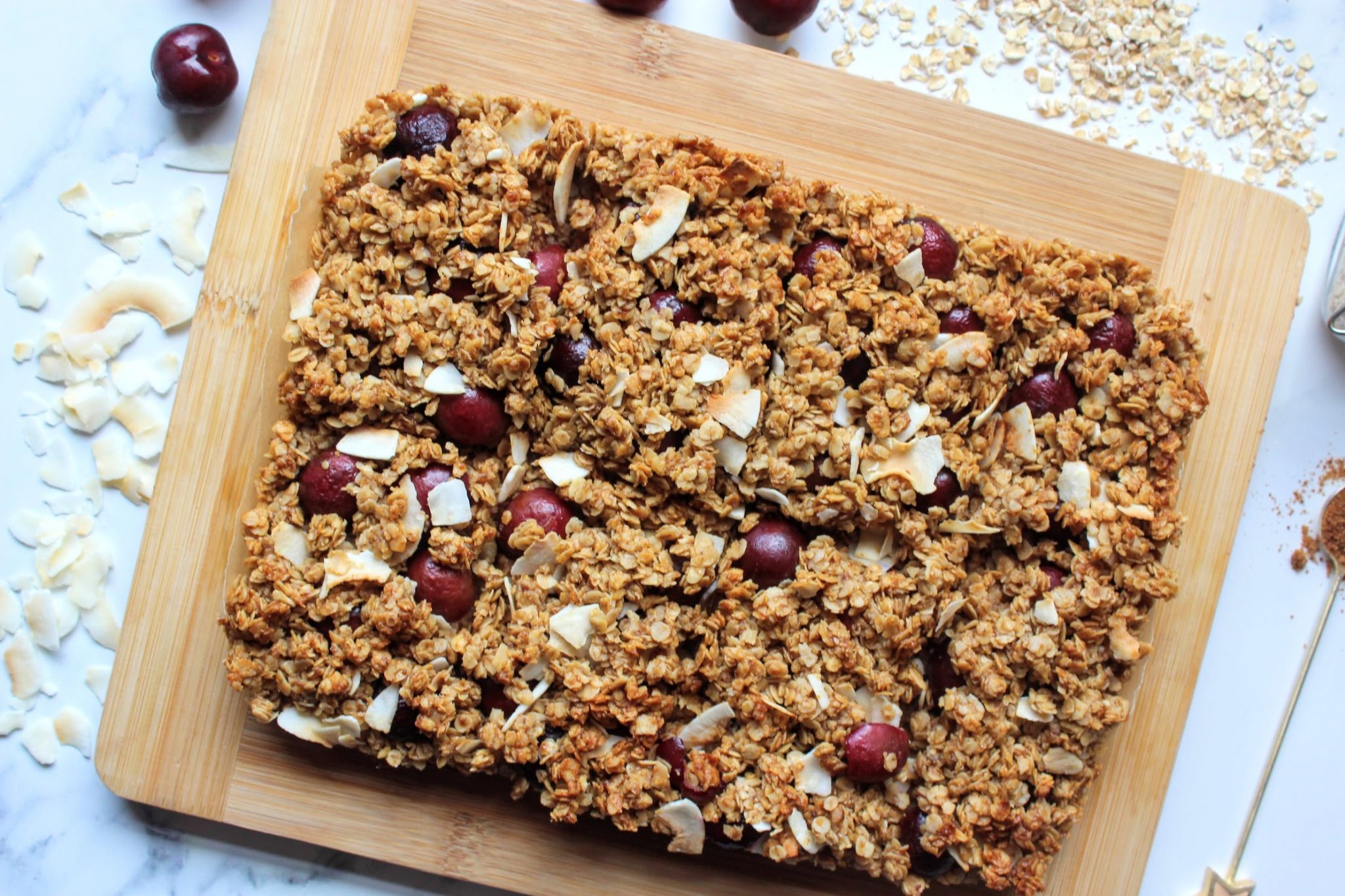 Cherry Coconut Flapjacks – Indulging Innocently Recipes by @SpamellaB