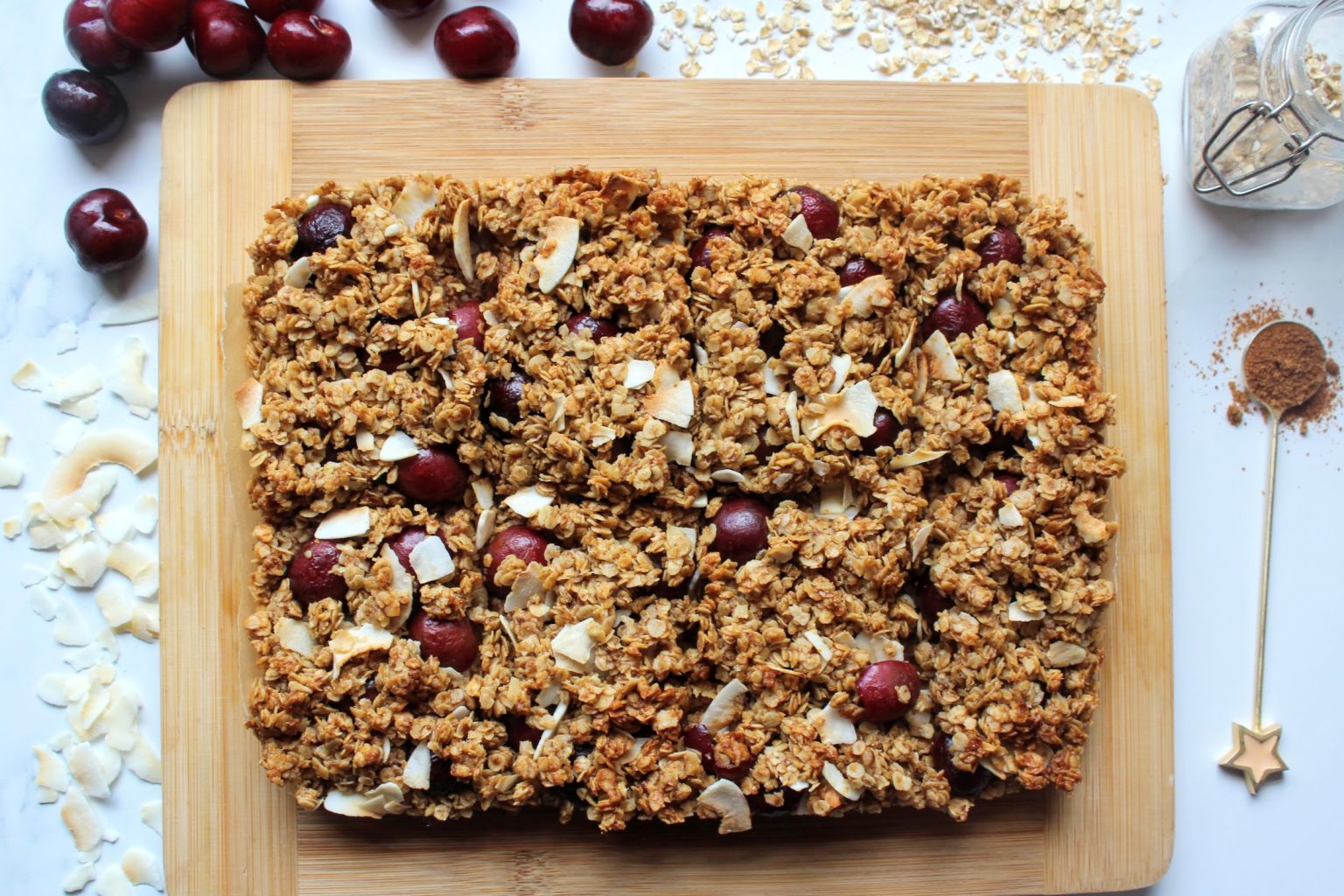 Cherry Coconut Flapjacks – Indulging Innocently Recipes by @SpamellaB