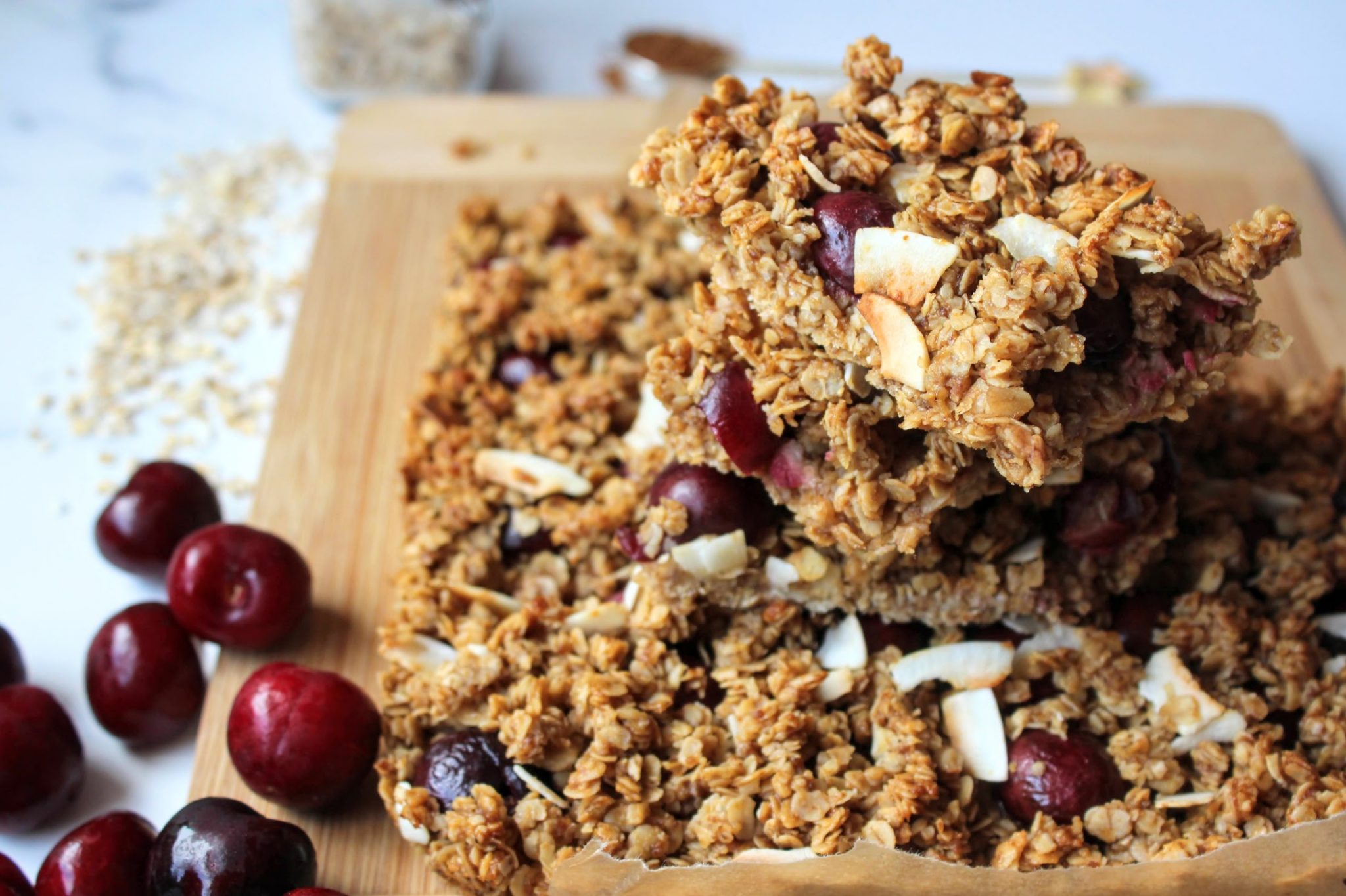 Cherry Coconut Flapjacks – Indulging Innocently Recipes by @SpamellaB