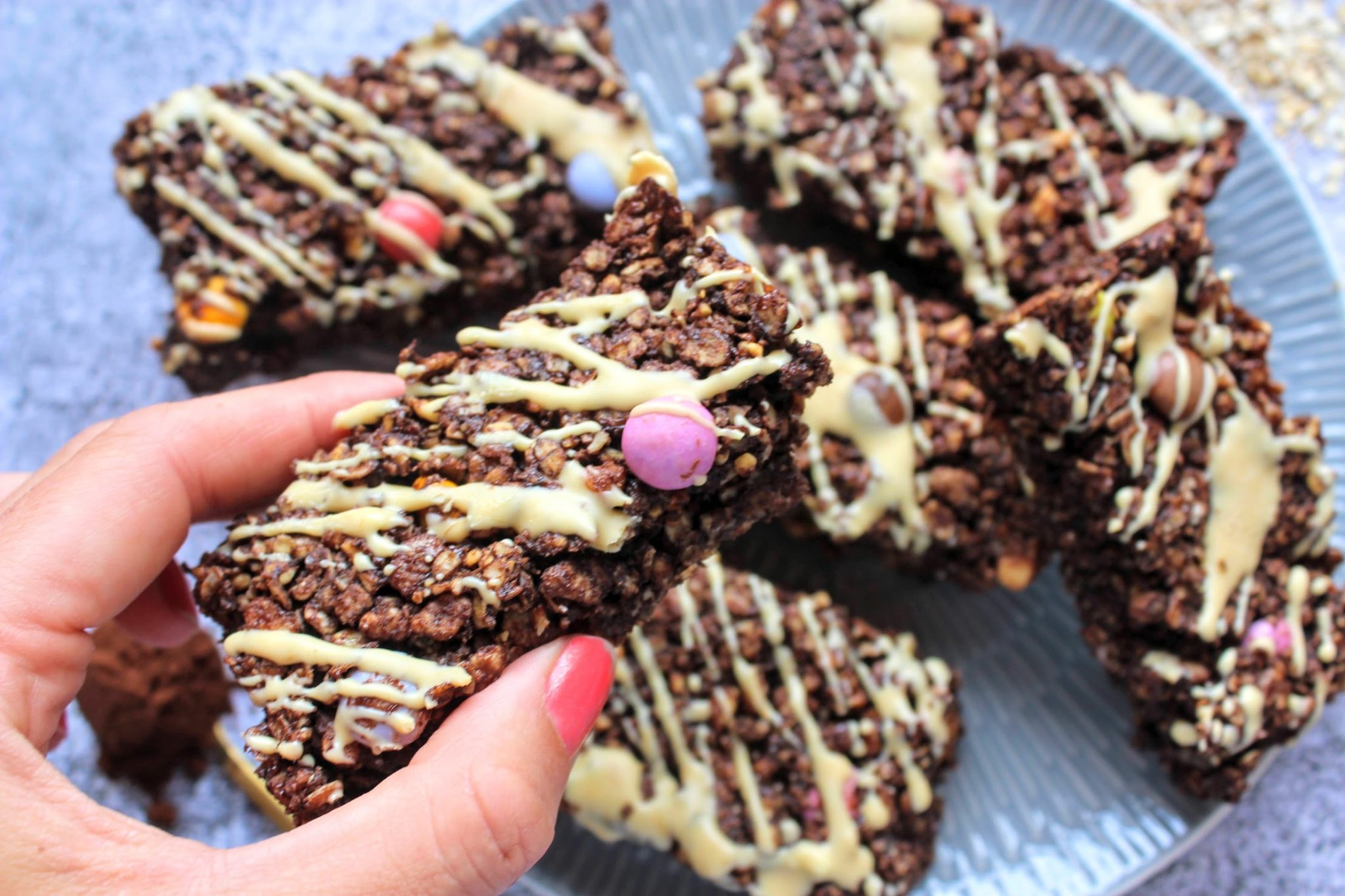 Crispy Chocolate Smartie Bars – Indulging Innocently Recipes by @SpamellaB